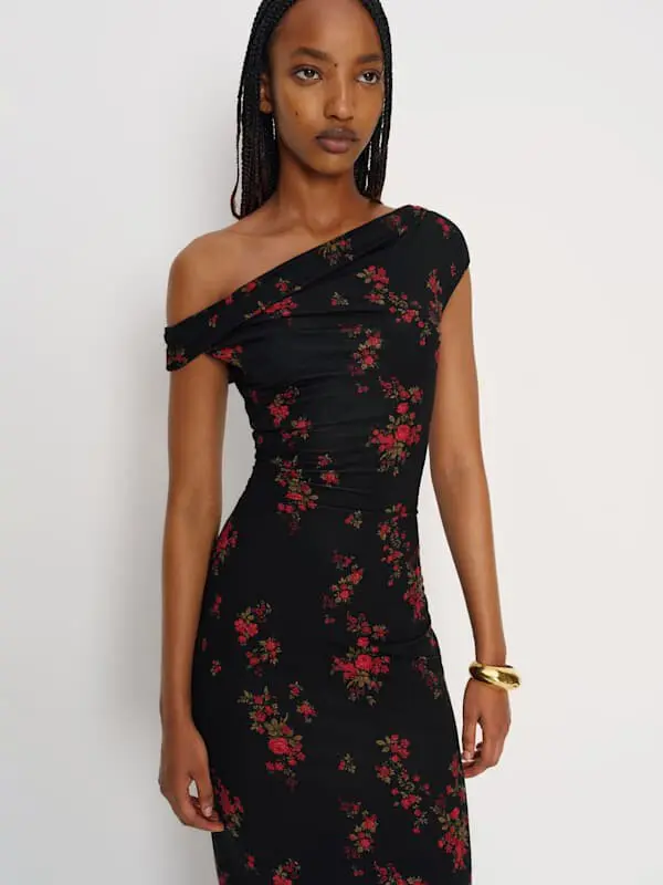 Reformation Jamen Knit Dress - Black | Editorialist