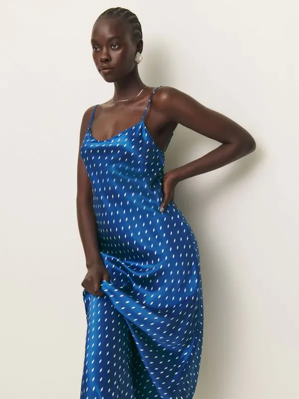 REFORMATION Parma Silk Dress - Blue