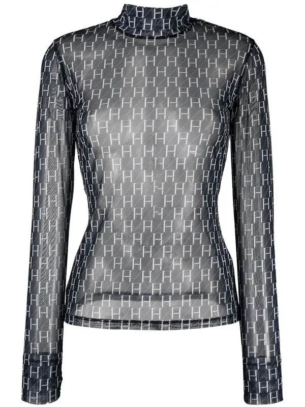 Hugo Sheer Monogram-print Top