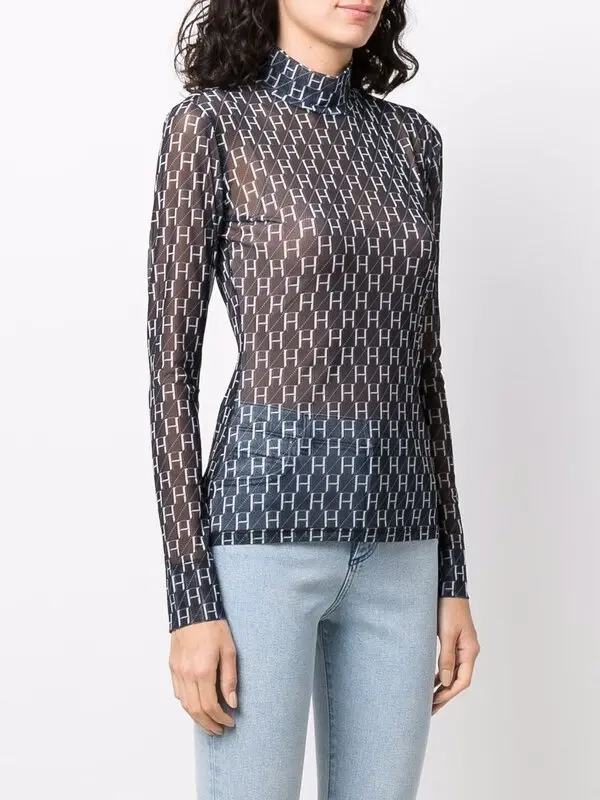 Hugo Sheer Monogram-print Top