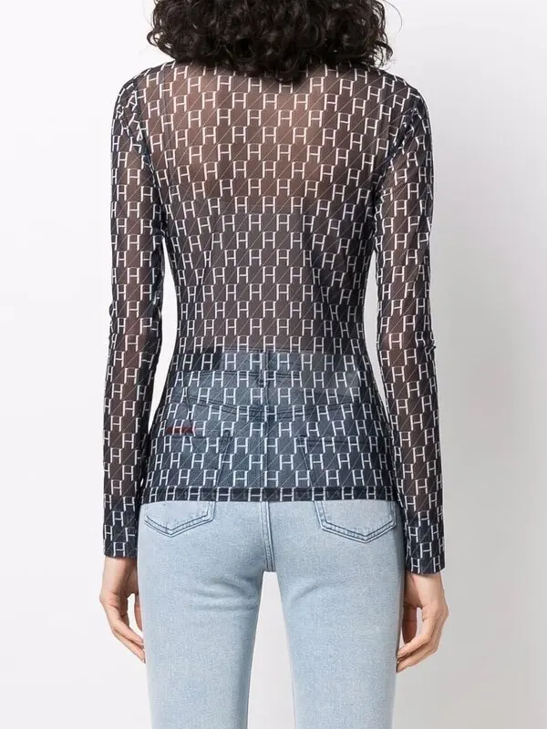 Hugo Sheer Monogram-print Top
