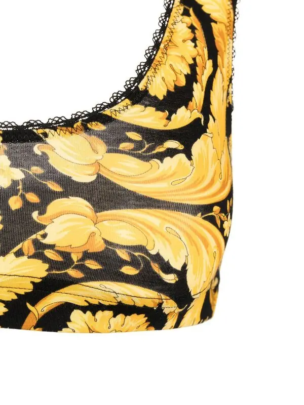 Versace Barocco-print Cotton Bra
