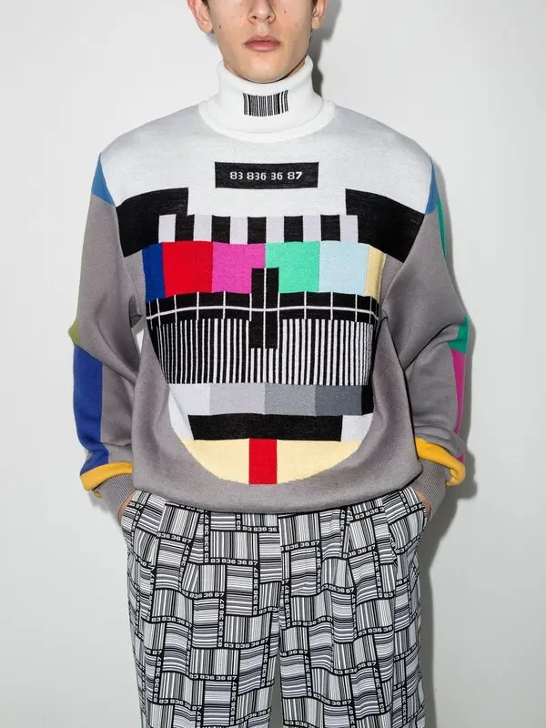 VTMNTS Barcode Motif Roll-neck Jumper