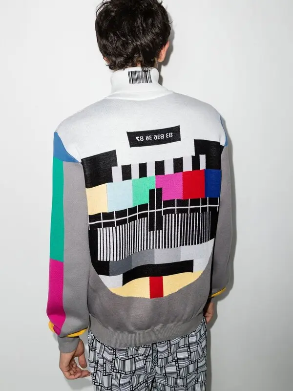VTMNTS Barcode Motif Roll-neck Jumper