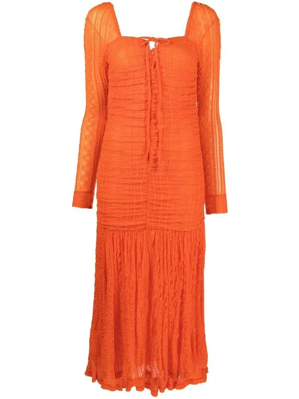 GANNI Square-neck Long-sleeve Dress