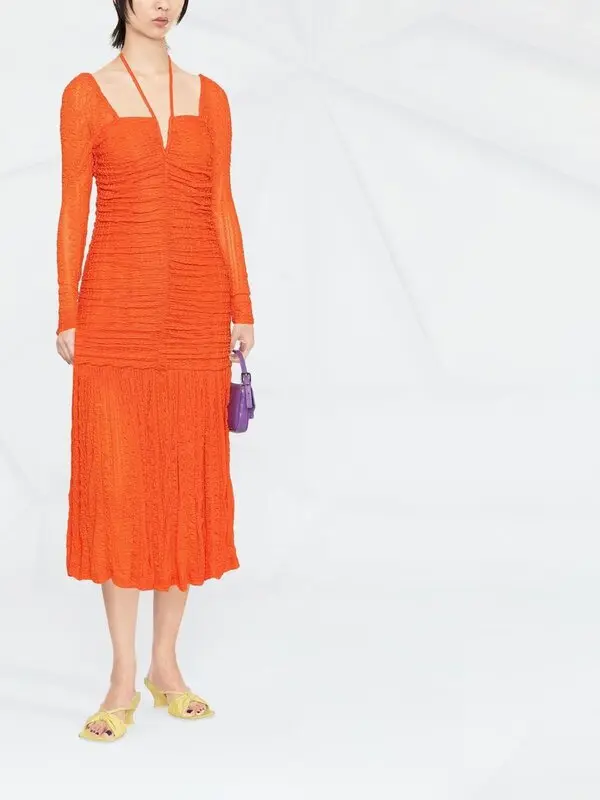GANNI Square-neck Long-sleeve Dress