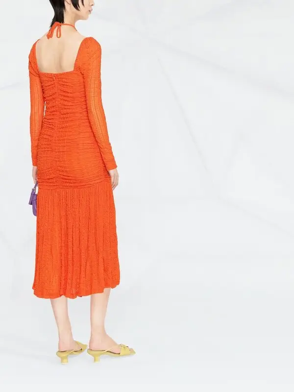 GANNI Square-neck Long-sleeve Dress