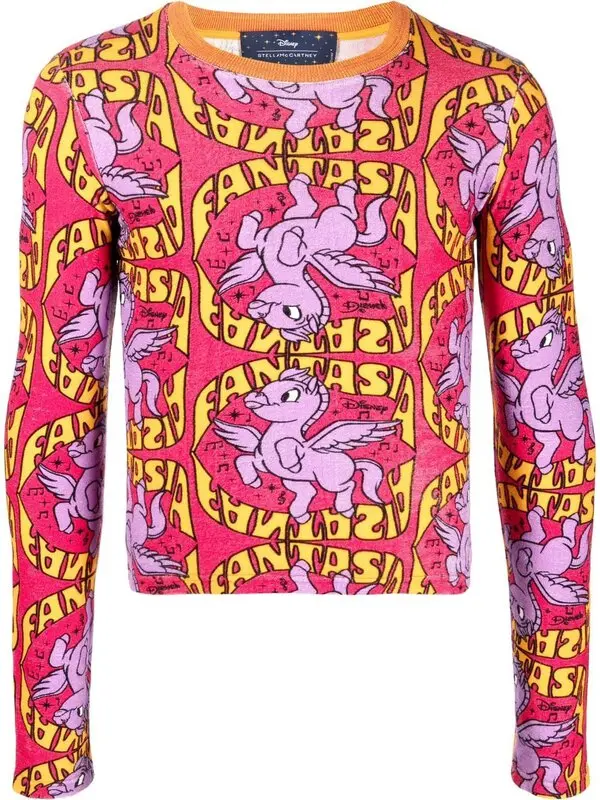 Stella McCartney Disney Fantasia Print Long Sleeve Top - Red