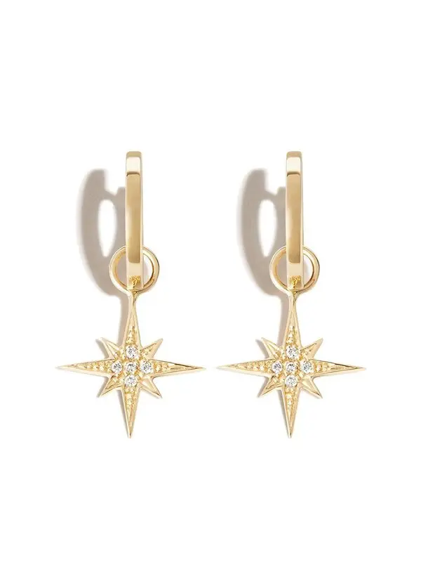 SYDNEY EVAN 18kt Yellow Starburst Diamond Hoop Earrings - Gold