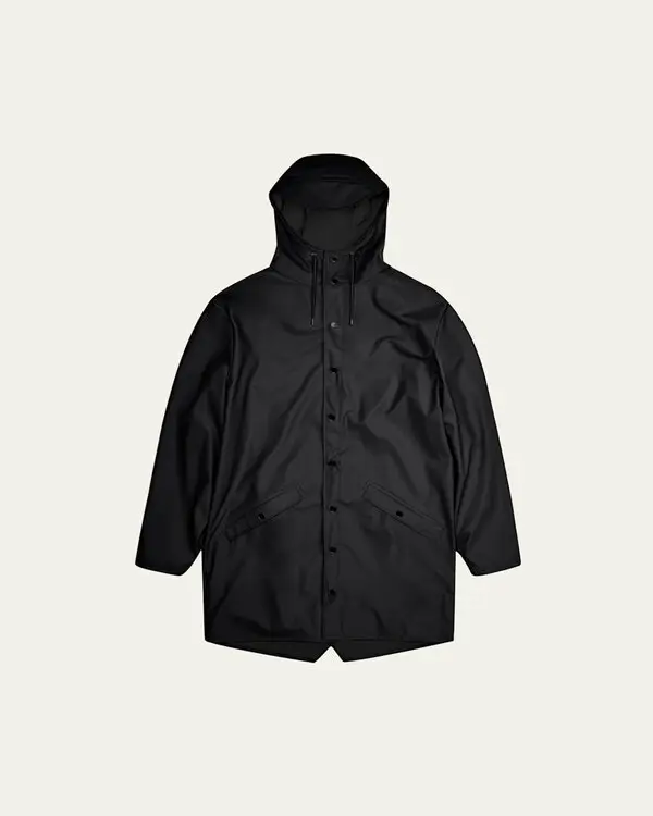 Rains Long Snap-front Jacket - Black