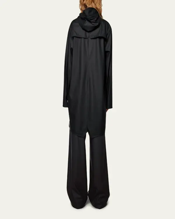 Rains Long Snap-front Jacket - Black
