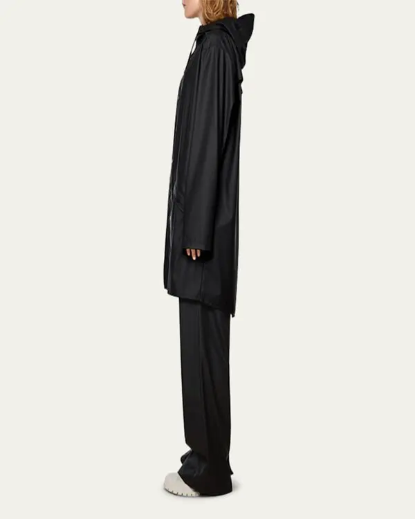 Rains Long Snap-front Jacket - Black