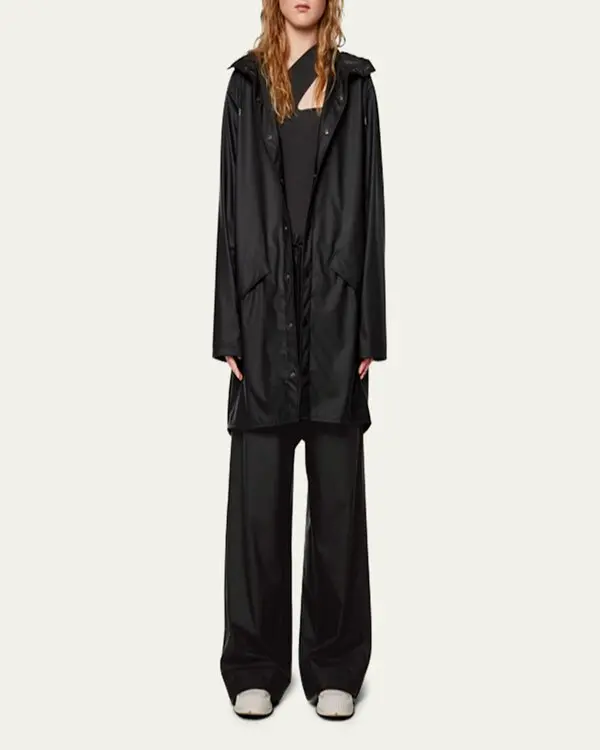 Rains Long Snap-front Jacket - Black