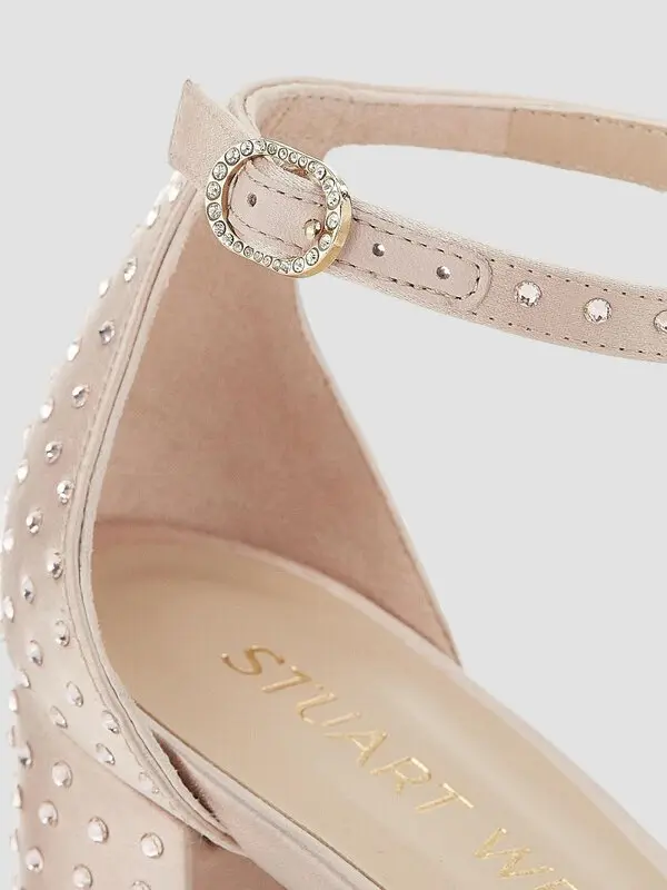 STUART WEITZMAN Nearlynude Satin Studded Sandals
