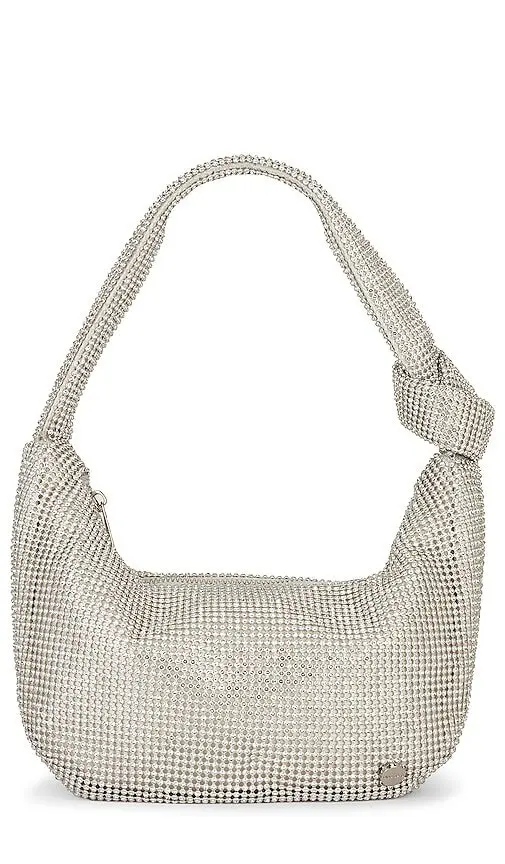 OLGA BERG Jessica Crystal Mesh Croissant Bag