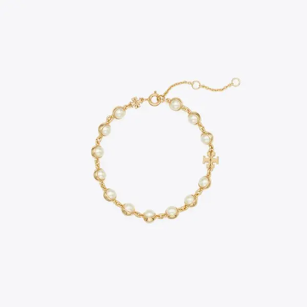 Tory Burch Moondance Pearl Bracelet - Light Brass/ivory