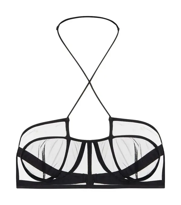 NENSI DOJAKA Mesh Halterneck Bra - Black