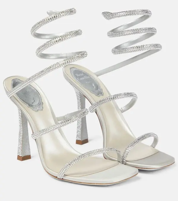 Rene Caovilla Cleo 105 Embellished Sandals - Silver