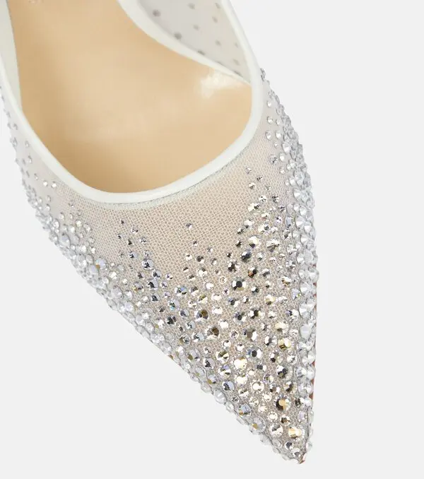 JIMMY CHOO Love 100 Crystal-embellished Pumps - White