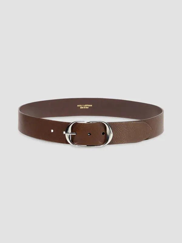 NILI LOTAN Nili Leather Belt - Chestnut