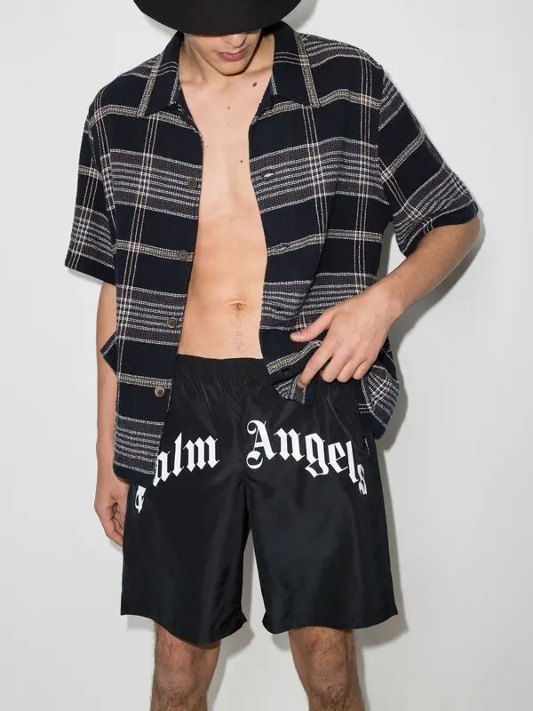 Palm Angels Curved Logo Swimming Shorts