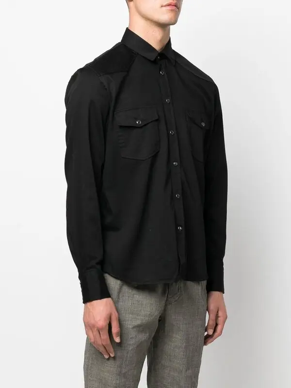 PT TORINO Flap-pockets Button-up Shirt - Black