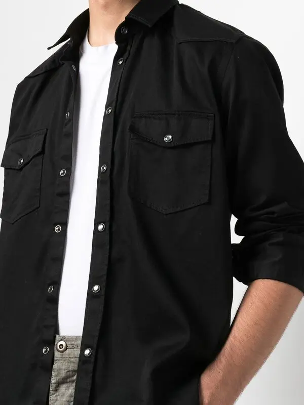PT TORINO Flap-pockets Button-up Shirt - Black