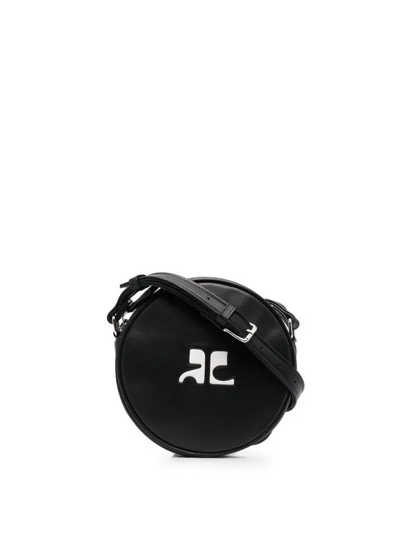 COURREGES Logo-embossed Rounded Crossbody Bag - Black