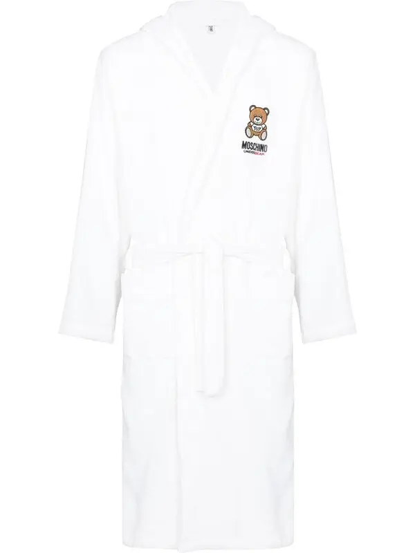 Moschino Teddy-motif Bath Robe - White