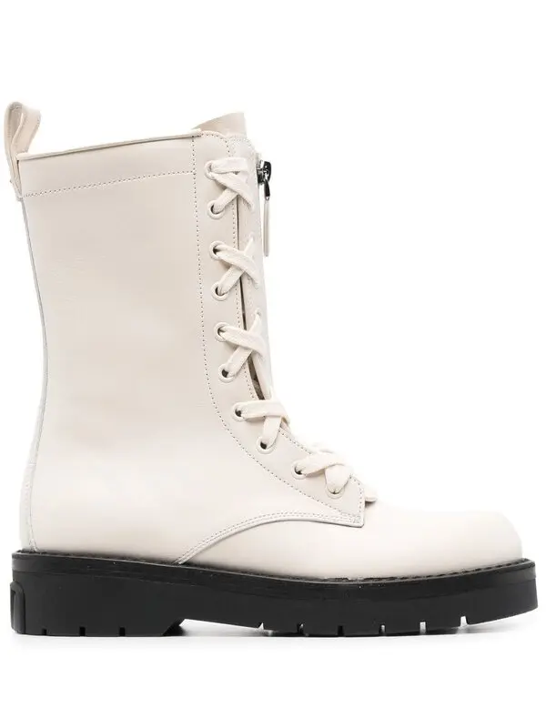 Valentino Garavani Xcombat Leather Boots - Neutrals