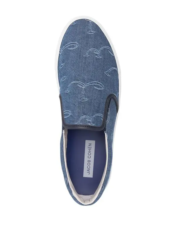 Jacob Cohen Embroidered-logo Denim Sneakers