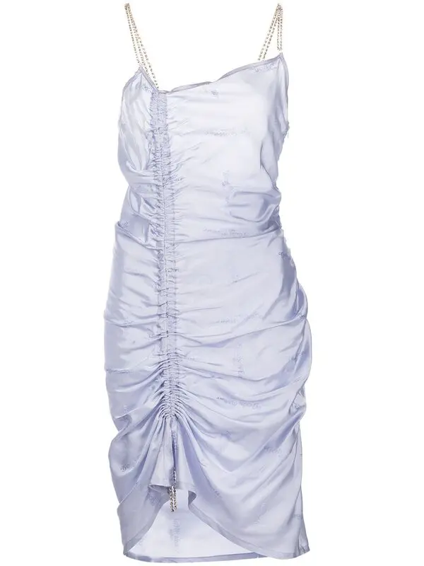 Gcds Crystal-strap Ruched Dress
