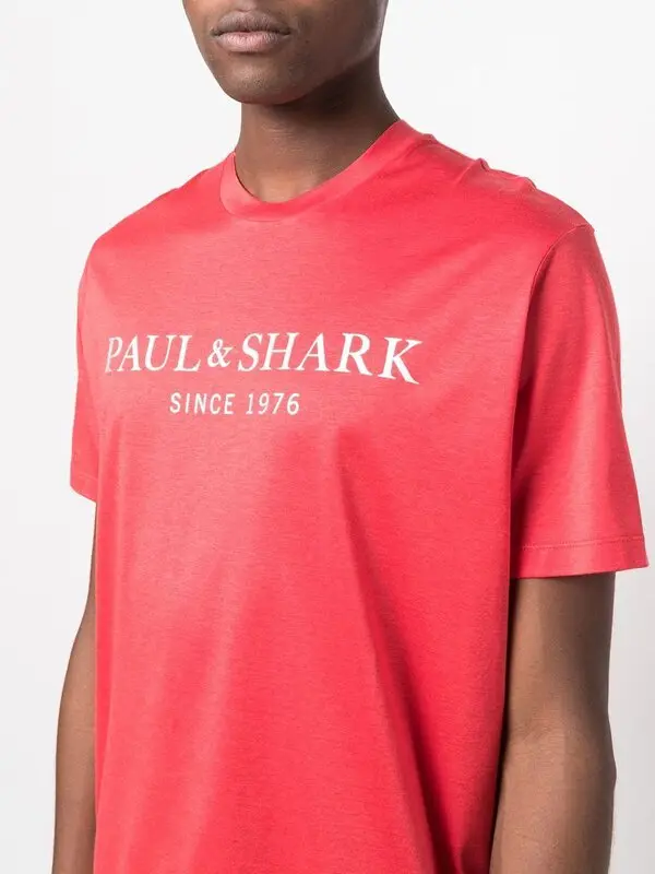 Paul & Shark Logo-print Organic Cotton T-shirt - Red