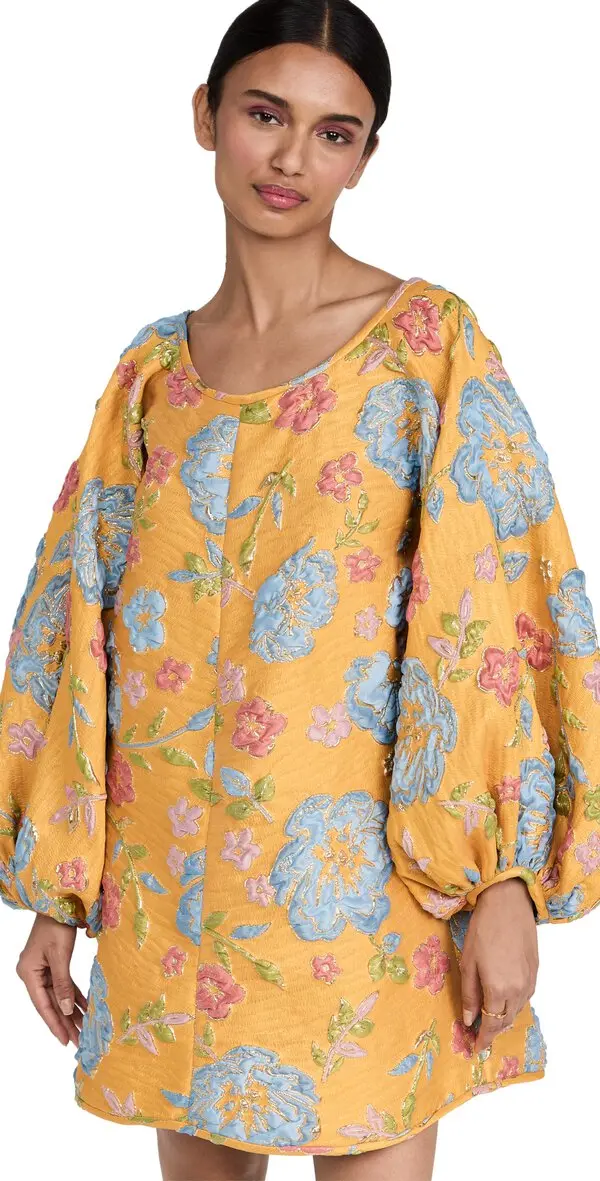 Arianne Elmy Floral Jacquard Dress - Yellow