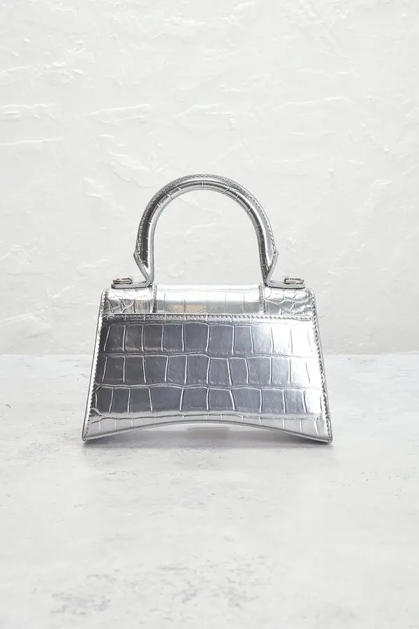 Balenciaga Xs Hourglass Top Handle Bag - Silver