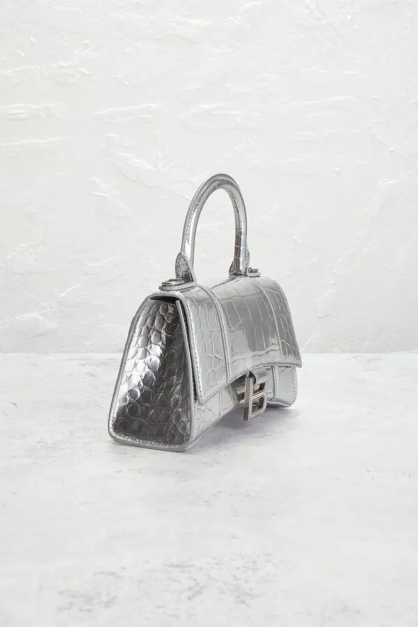 Balenciaga Xs Hourglass Top Handle Bag - Silver