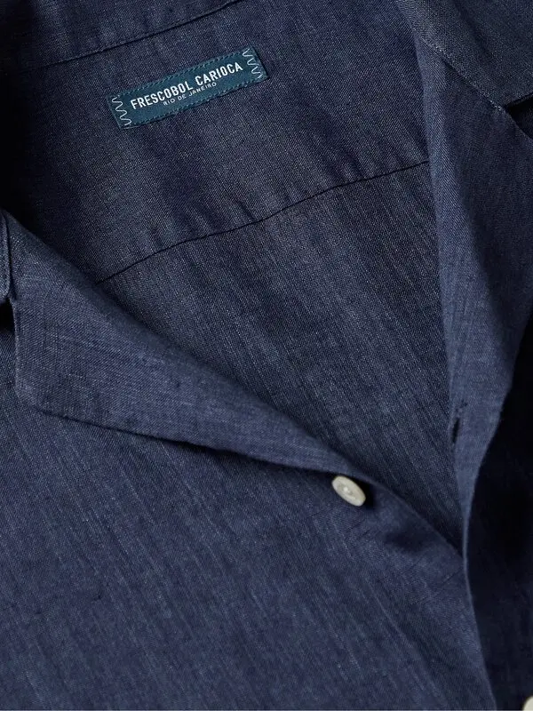 Frescobol Carioca Angelo Camp-collar Linen Shirt - Blue