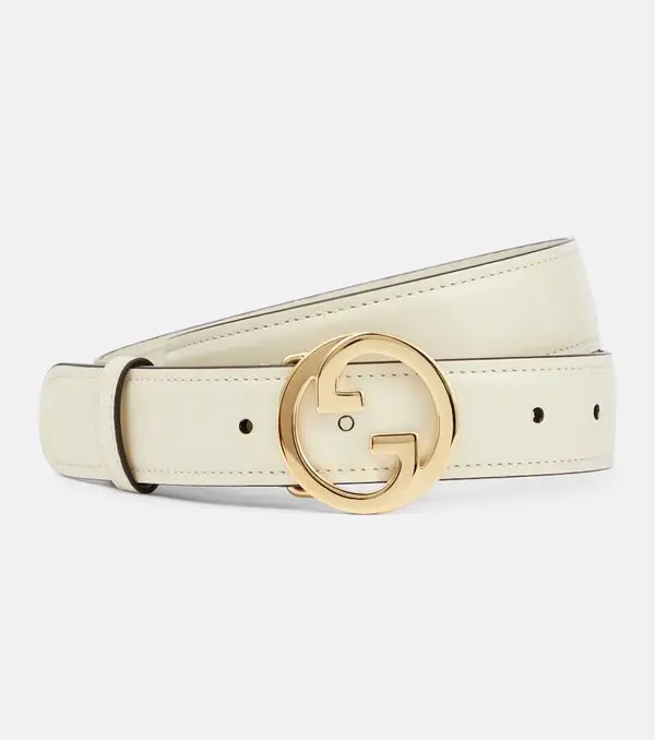 Gucci Gg Leather Belt - White | Editorialist