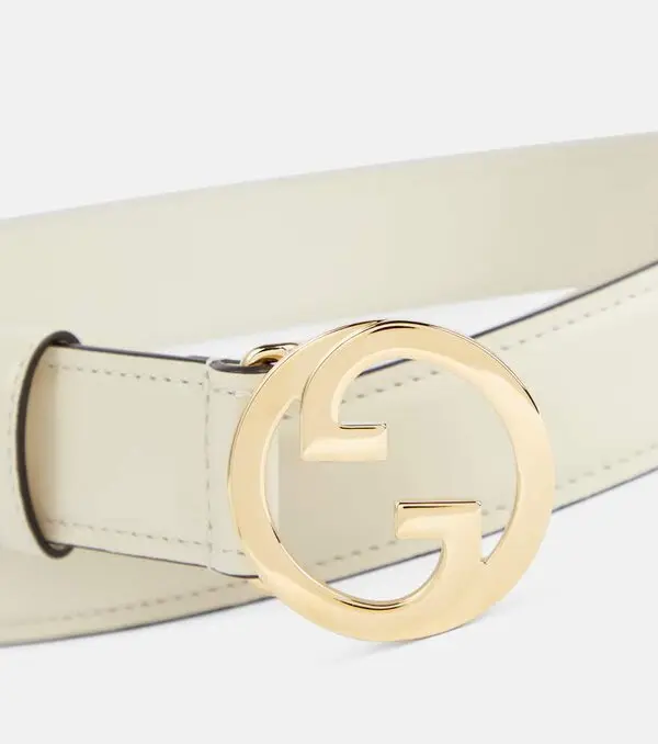 Gucci Gg Leather Belt - White | Editorialist display picture 1