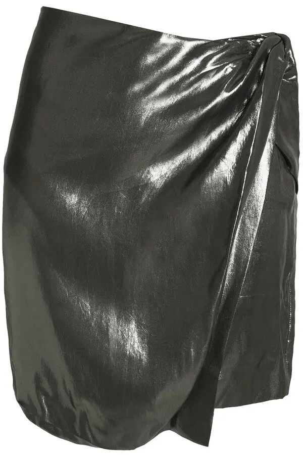 IRO PARIS Shanina Wrap-effect Lamé Mini Skirt - Gunmetal
