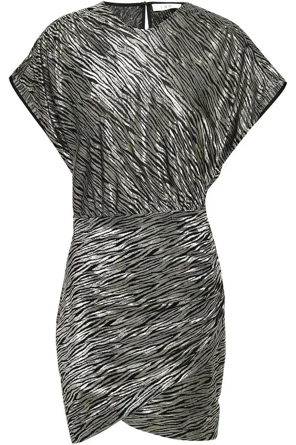 IRO PARIS Rassa Metallic Silkblend Zebrajacquard Mini Dress - Platinum