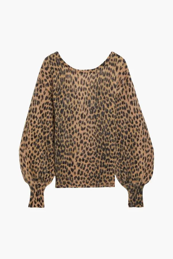 Maje Leopard Jacquard Knit Mohair Blend Sweater - Animal Print