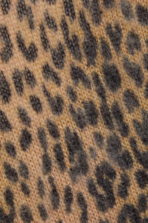 Maje Leopard Jacquard Knit Mohair Blend Sweater