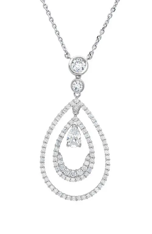 CRISLU X Andrew Prince Pear-shaped Pendant Necklace - Platinum