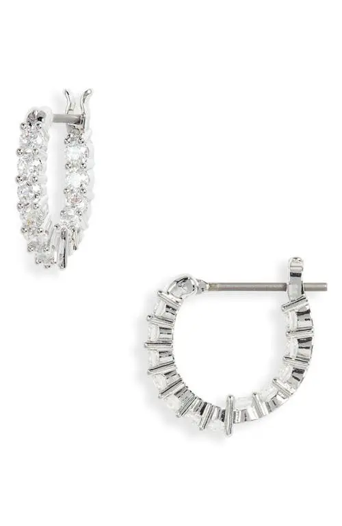 SWAROVSKI Matrix Crystal Mini Hoop Earrings - White
