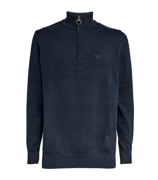 Barbour Cotton Half-zip Sweater - Navy