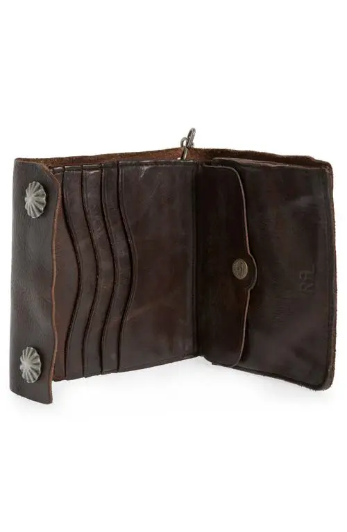 Double Rl Concho Leather Chain Wallet - Dark Brown