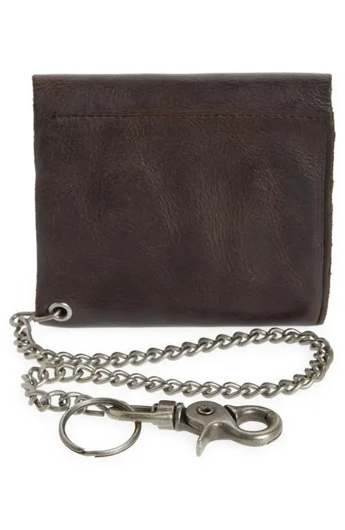 Double Rl Concho Leather Chain Wallet - Dark Brown