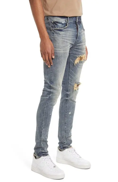 PURPLE BRAND Camouflage Patch Destroyed Slim Jeans