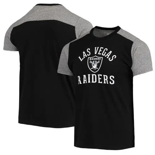 MAJESTIC THREADS Gray Las Vegas Raiders Field Goal Slub T-shirt - Black